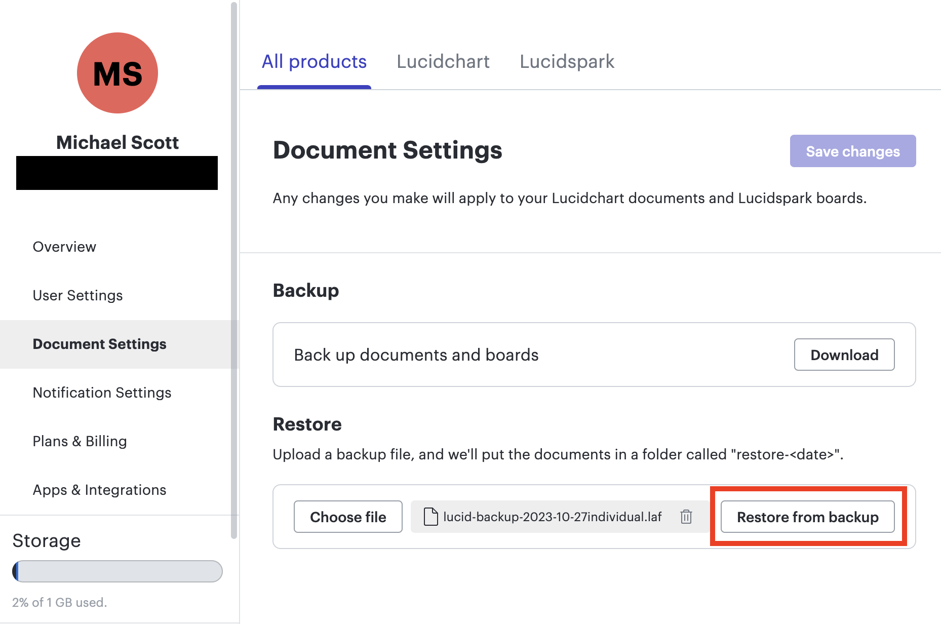 Transfer Lucid documents – Lucid