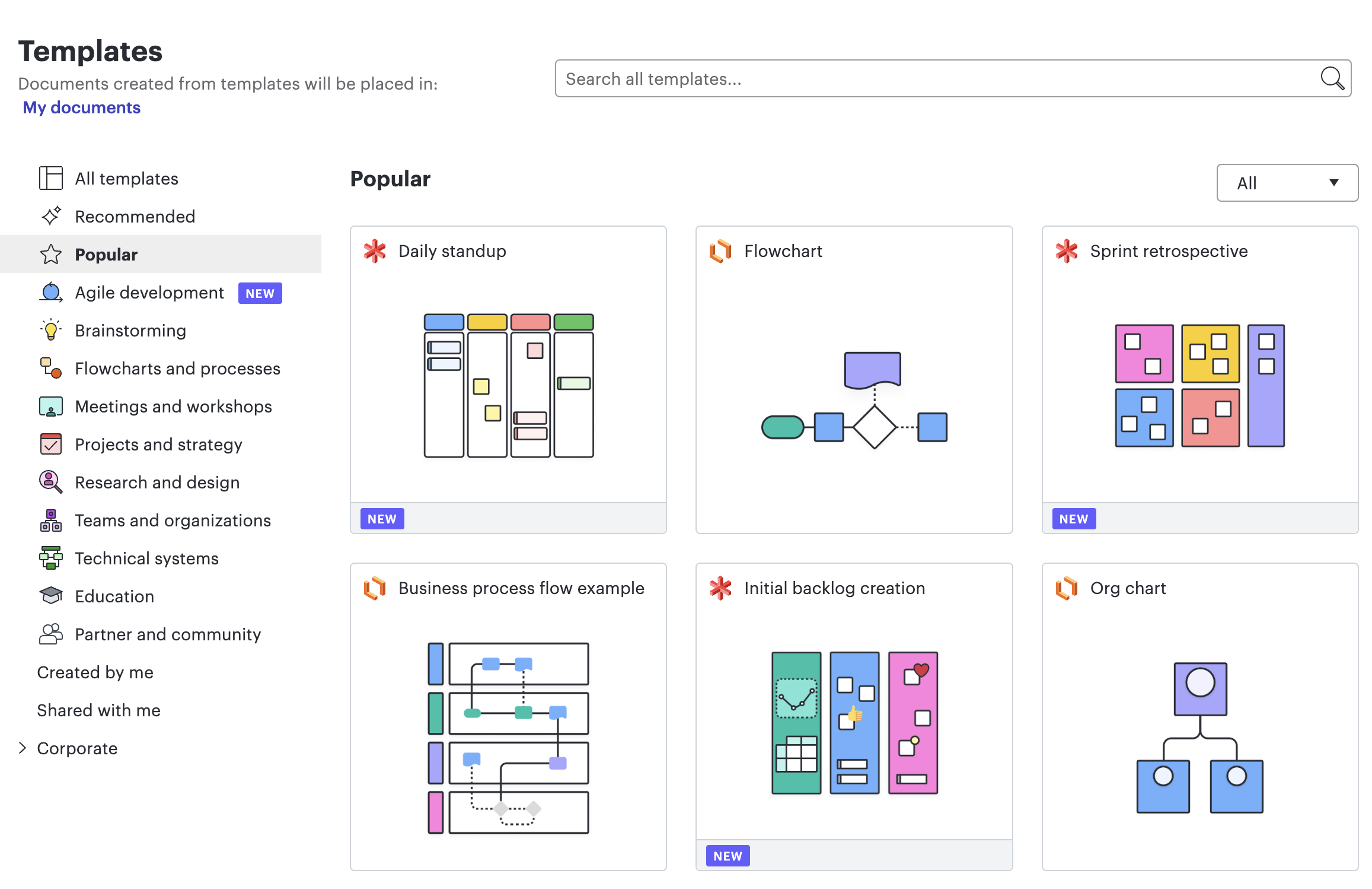 Start with a template – Lucid
