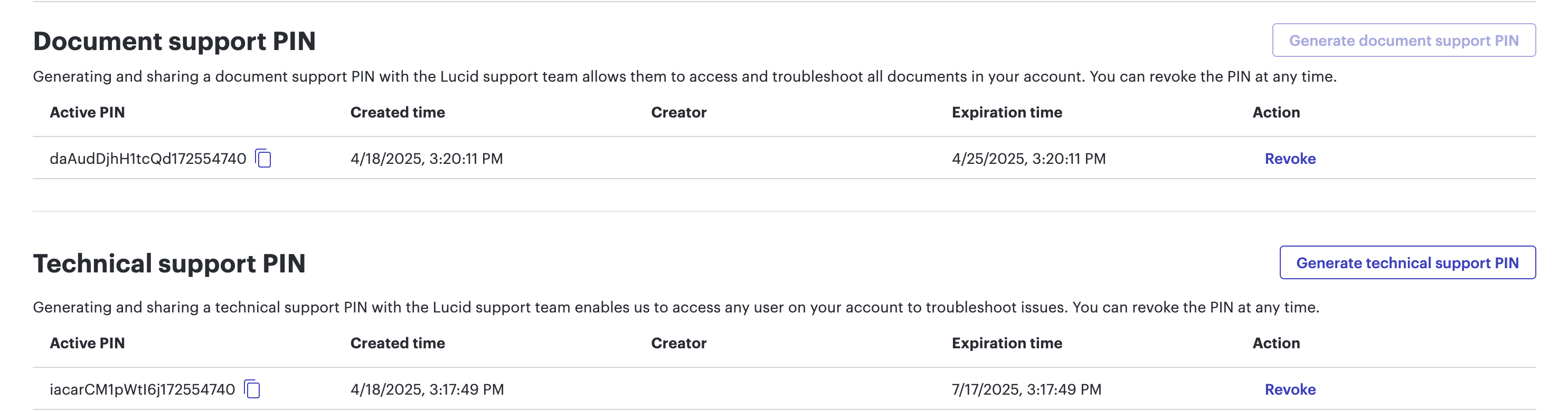 Lucid admin panel: Security settings – Lucid