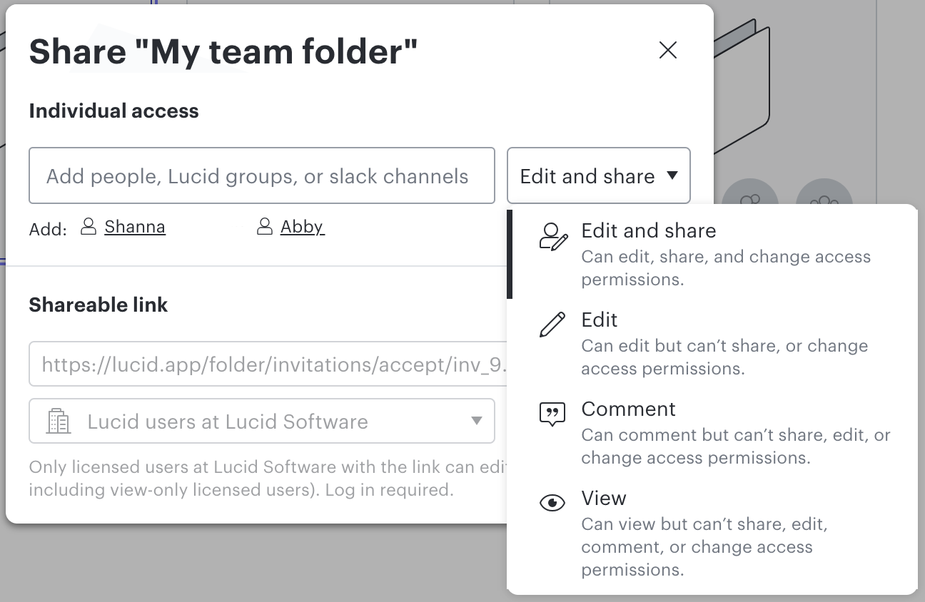 Create team folders – Lucid